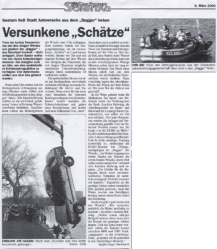 Lutz`ls Homepage -Bergung von Auto-Wracks aus dem Naturbad Nordost ...